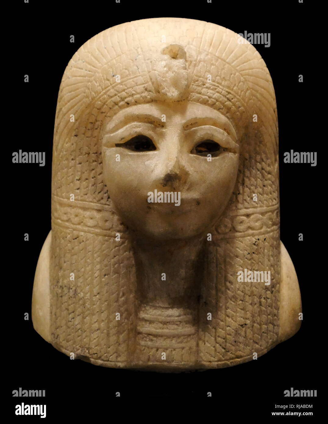 Canopic jar (Deckel), Königin Tuyi Mutter von Seti I. Calcit, 1300-1250 ...