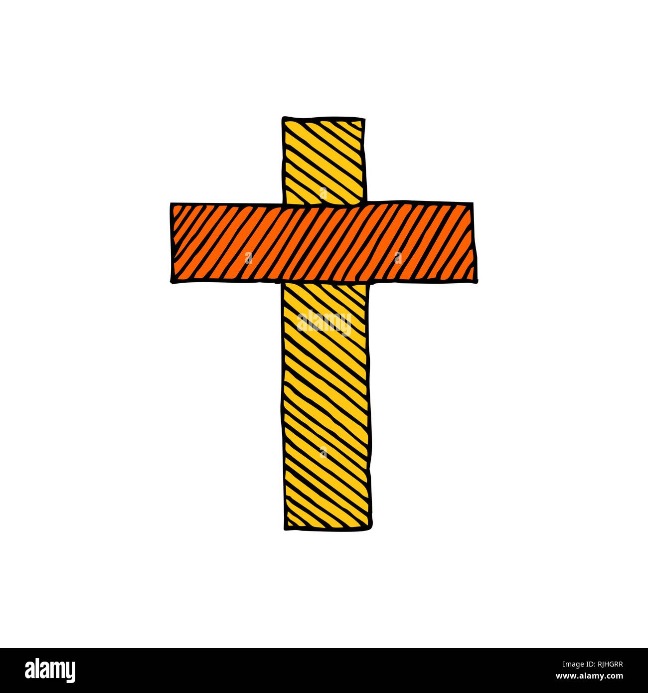 Kreuz des Herrn und Retters Jesus Christus Hand gezeichnet. Christliche und biblische Symbole ...