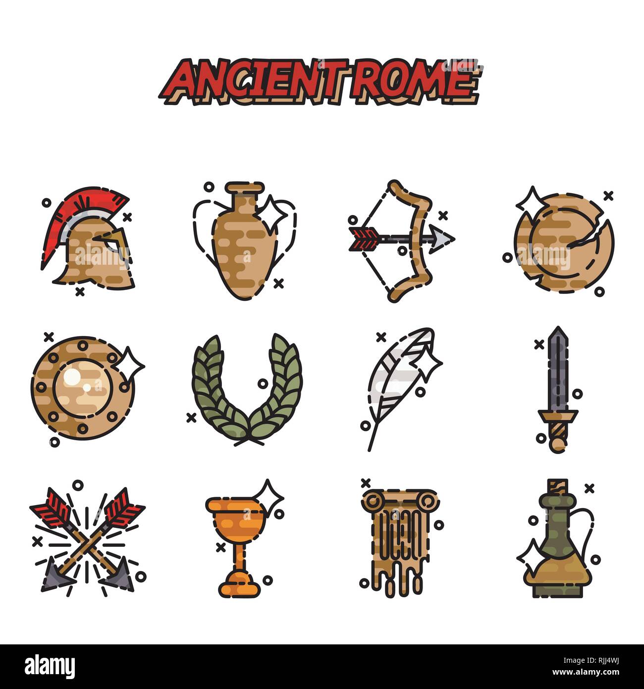 Das antike Rom cartoon Symbole gesetzt. Vector Illustration, EPS 10 ...