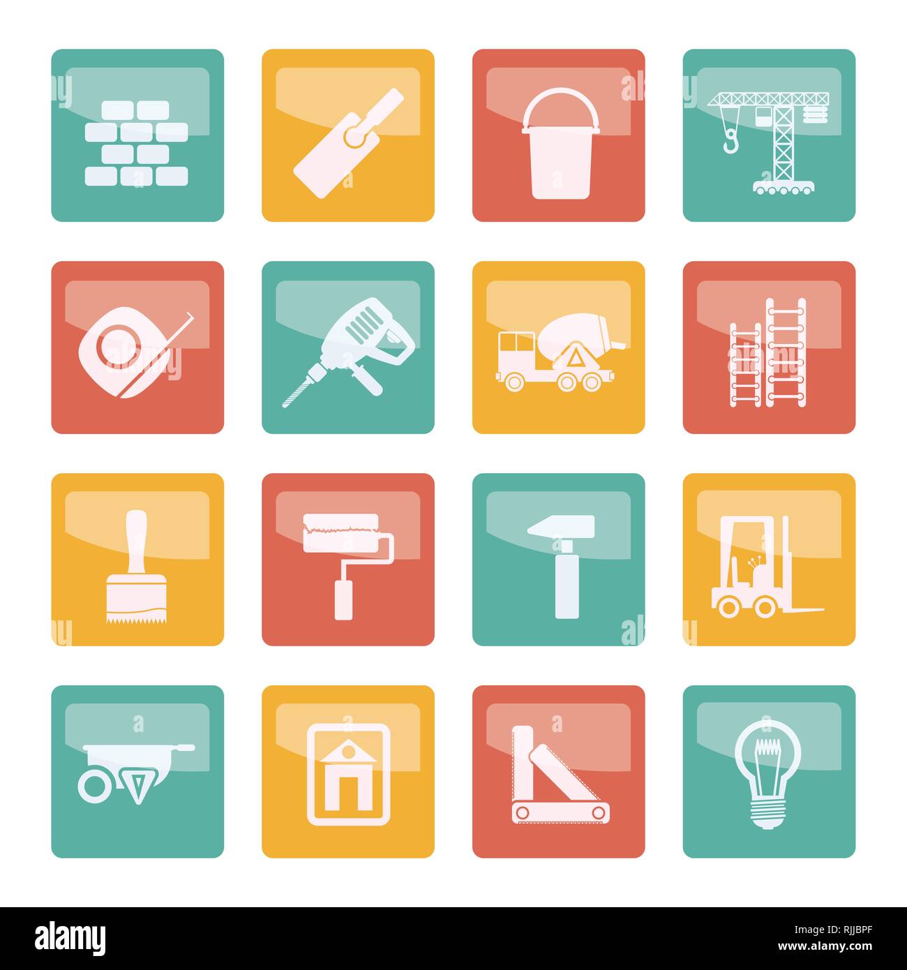 Konstruktion und Bau Symbole über farbigen Hintergrund - Vektor Icon ...