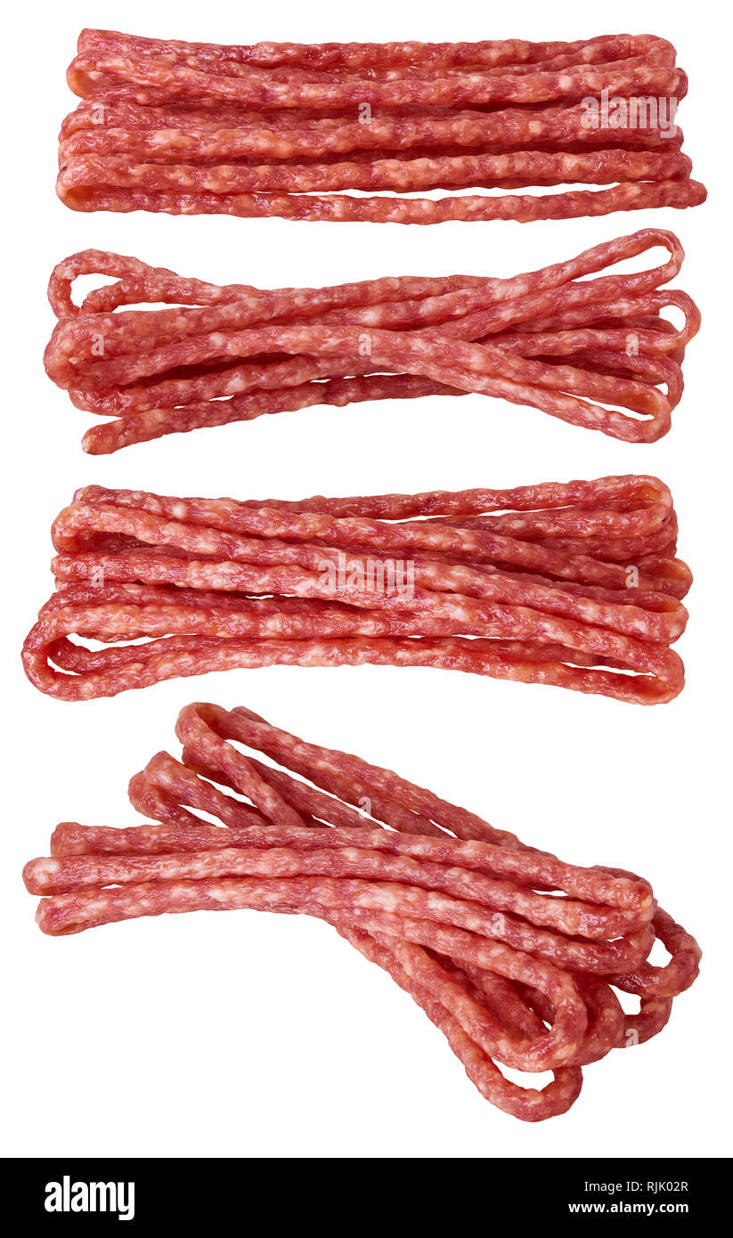 Lange dünne Wurst auf weißem Hintergrund. Traditionelle friesische ...