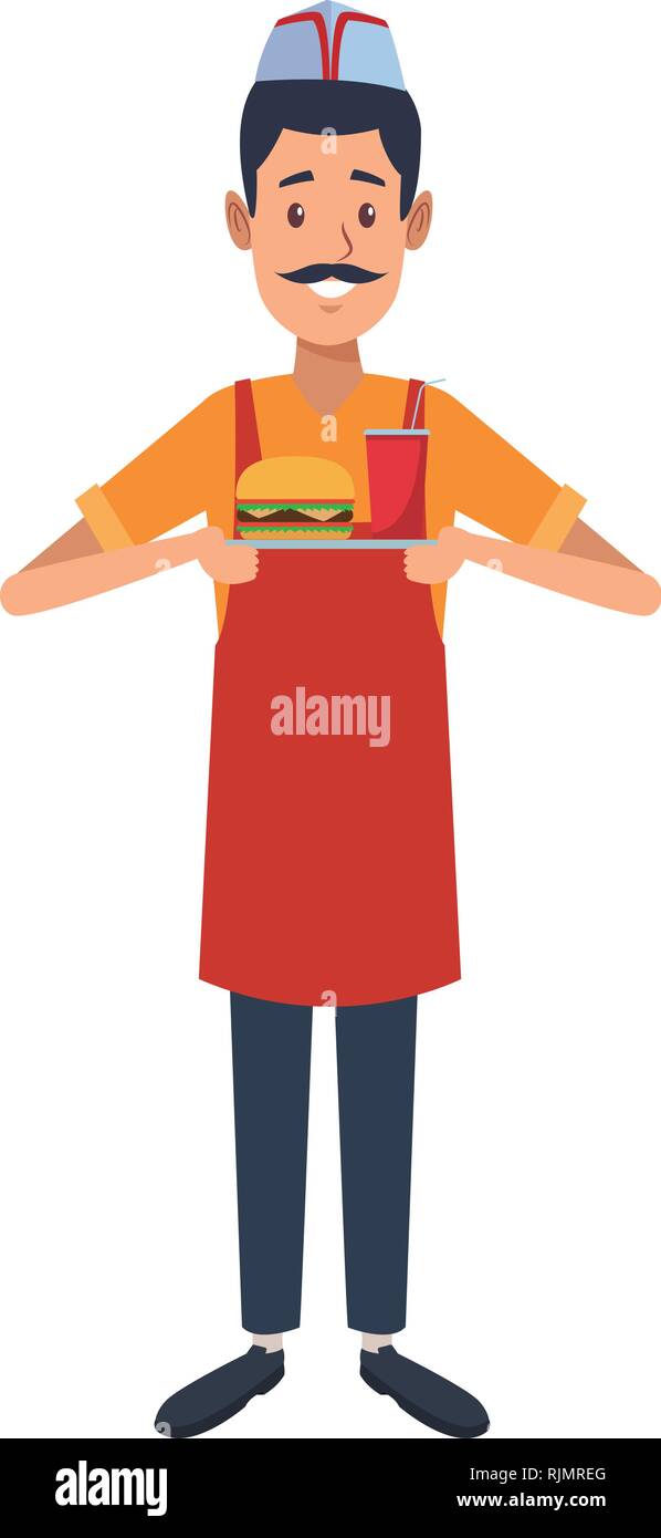 Restaurant Kellner Cartoon Stock-Vektorgrafik - Alamy