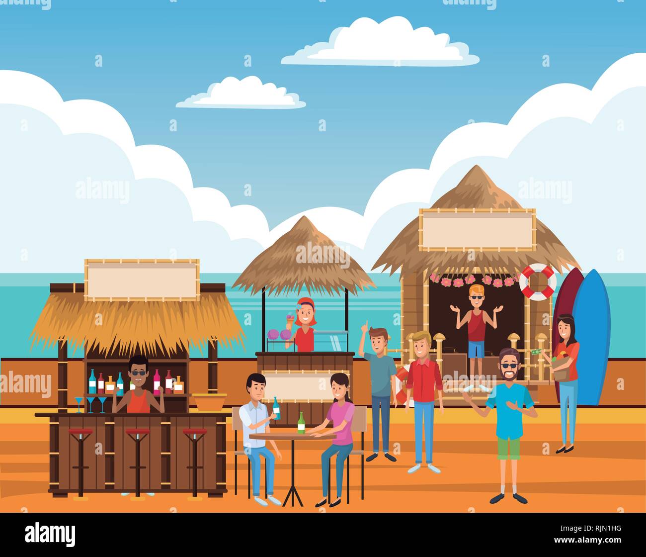 Strand Sommer Cartoon Stock-Vektorgrafik - Alamy