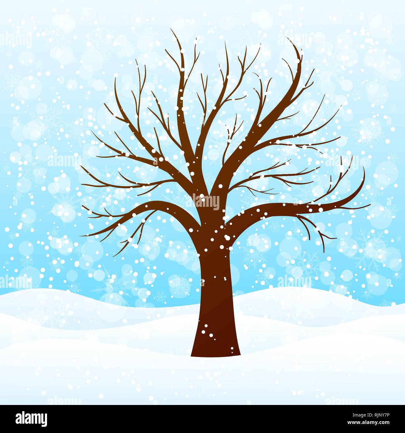 Winter Baum mit Schnee Vektor Stock-Vektorgrafik - Alamy
