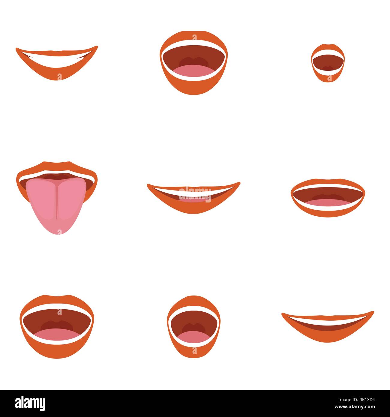 Vector Illustration flachbild Mund Icon Set. Cartoon Mund Ausdrücke ...