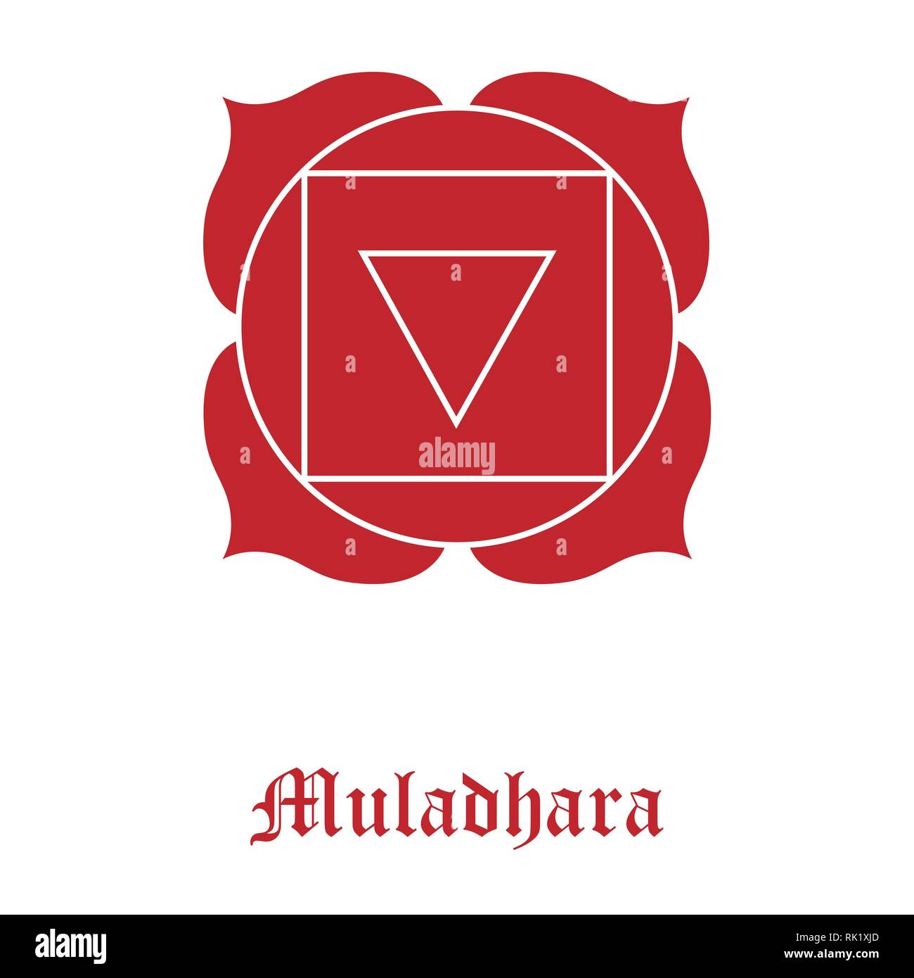 Muladhara erstes Chakra symbol Vektor Illustration. Das wurzelchakra ...