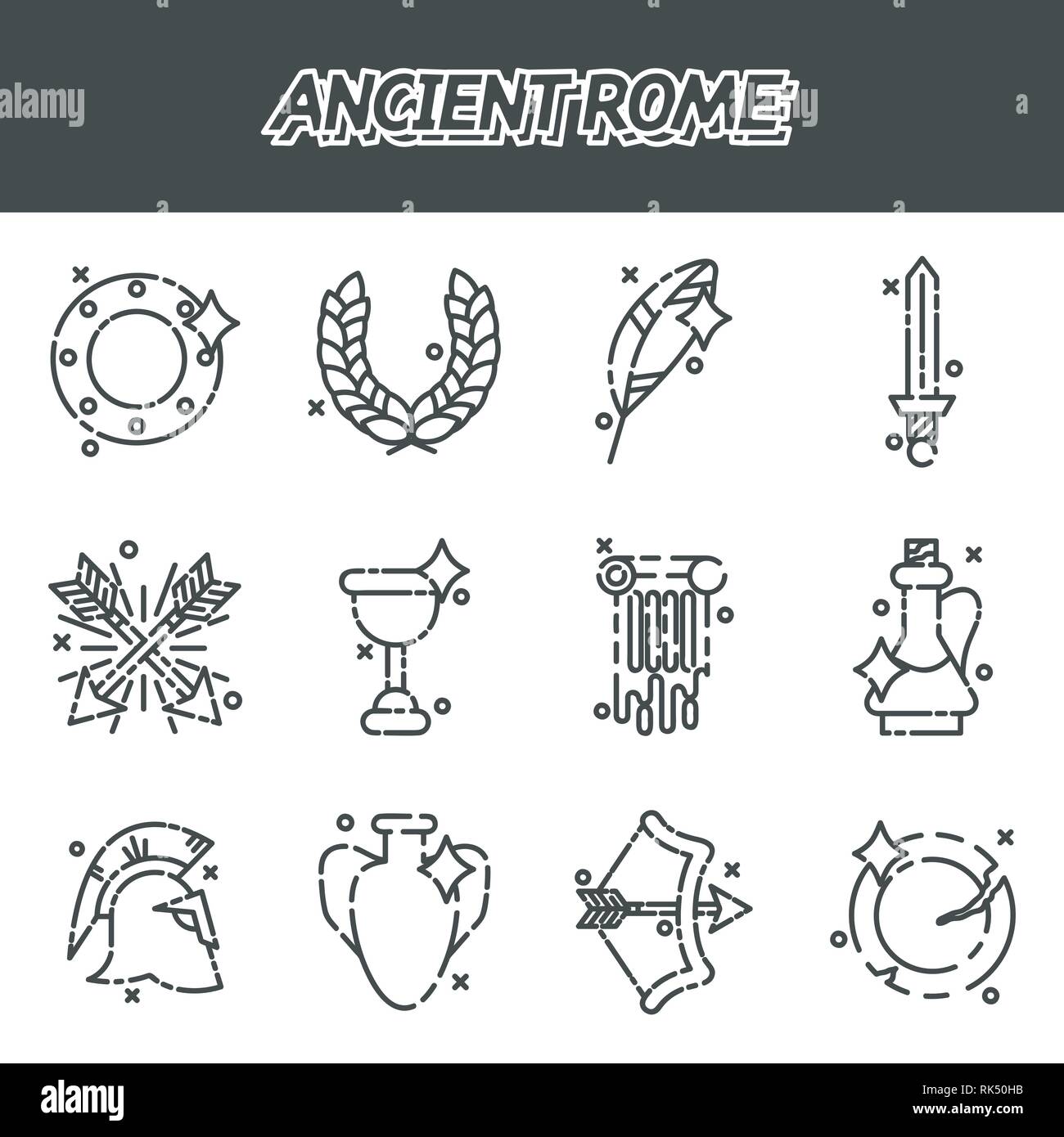 Das antike Rom cartoon Symbole gesetzt. Vector Illustration, EPS 10 ...
