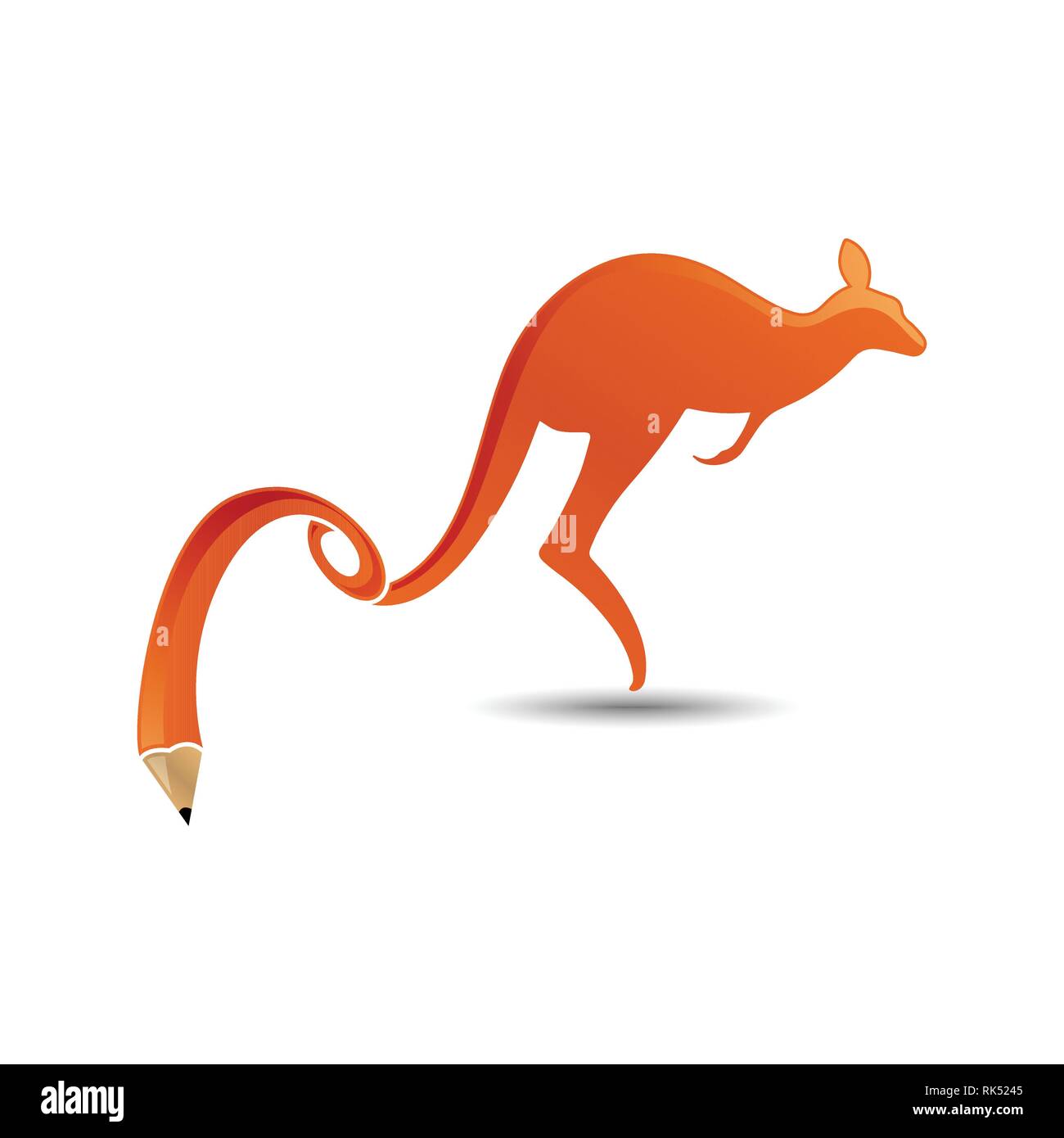 Känguru mit Bleistift tail Logo, Symbol vektor design Vorlage. Logo ...