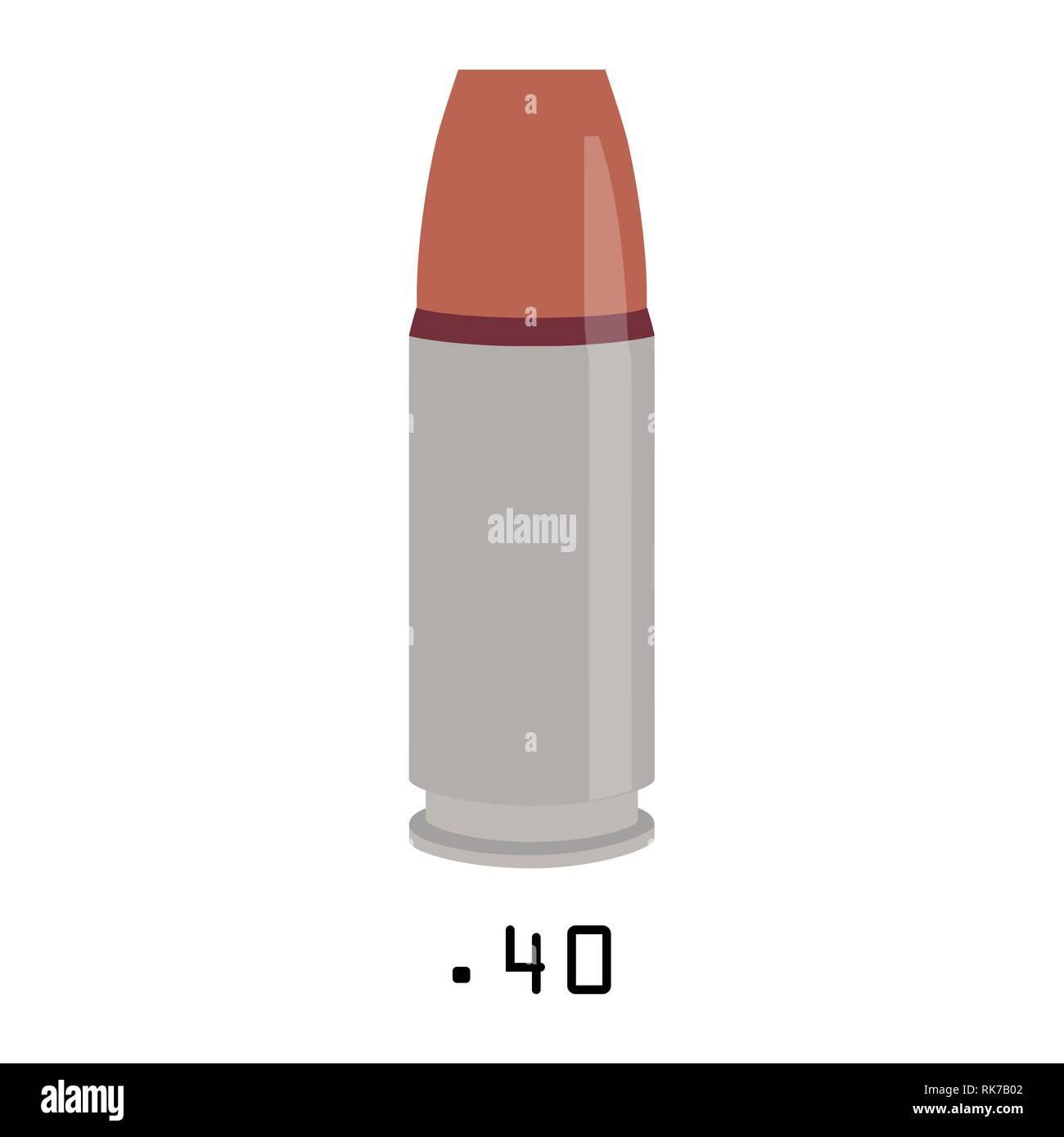Vector Illustration Symbol bullet 40 mm Kaliber auf weißem Hintergrund ...