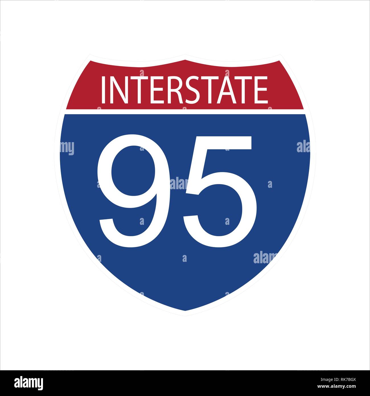 Vector Illustration Interstate Highway 95 Schild Symbol auf weißem ...