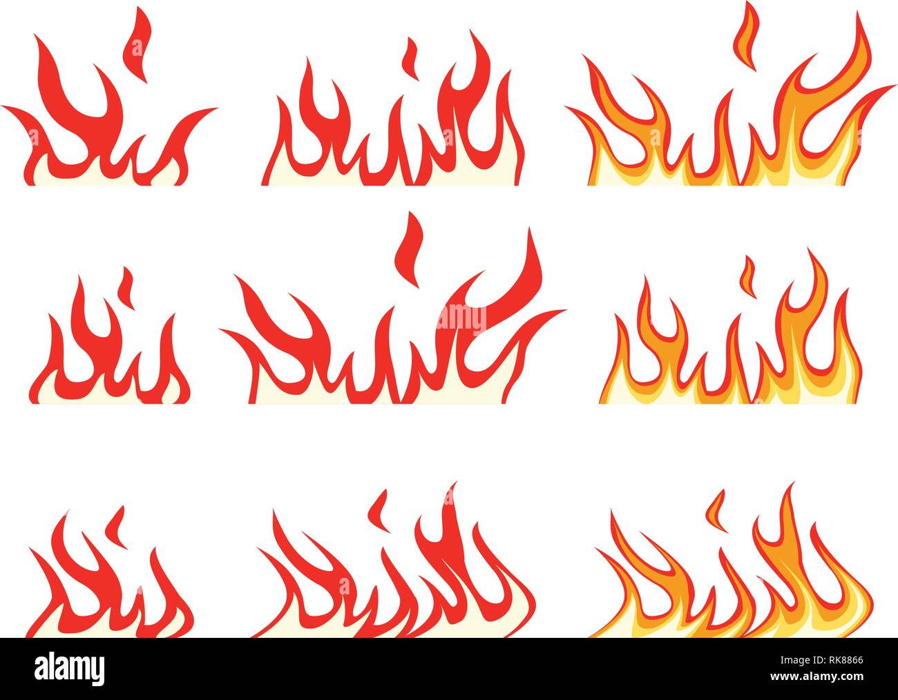 Vektor Sammlung von Feuer Symbole. Feuer Flamme Zeichnung Design auf ...