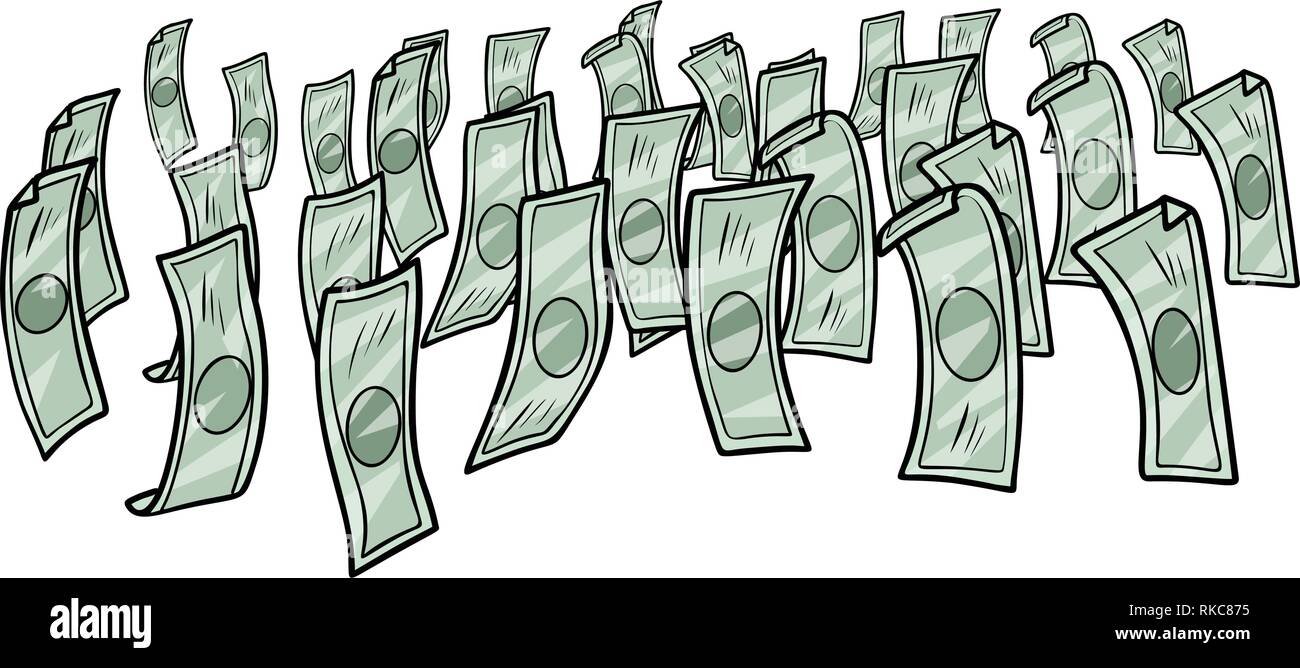 Geld Dollar Bargeld. Comic cartoon Pop Art retro Vektor illustration ...