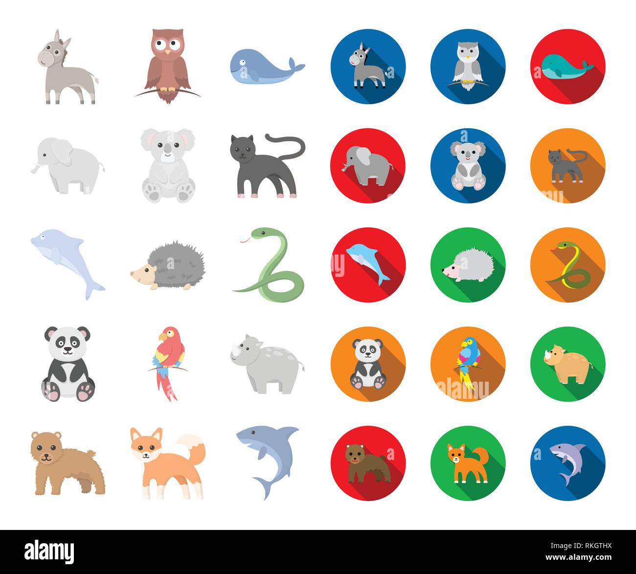 Tier, Bär, tier, vogel, Rasse, Cartoon, flach, Sammlung, Cougar, Design ...