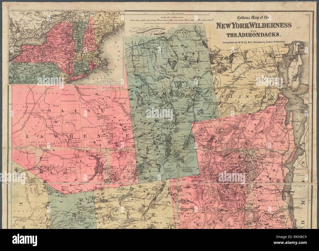 Map of the adirondacks -Fotos und -Bildmaterial in hoher Auflösung – Alamy