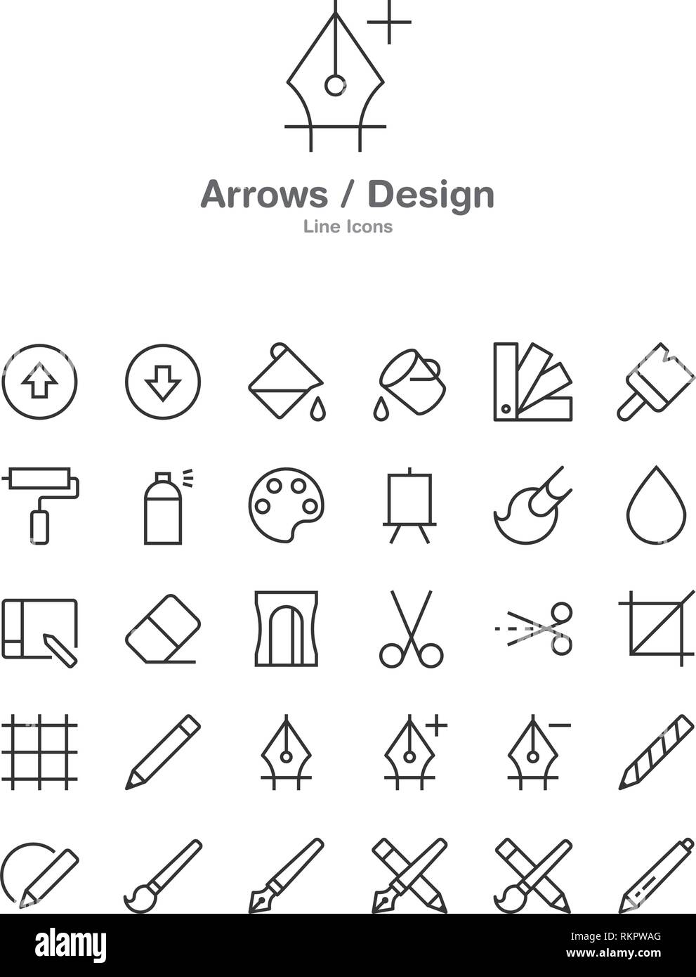Moderne web und mobile Anwendung Piktogramme Sammlung. Line Art ...