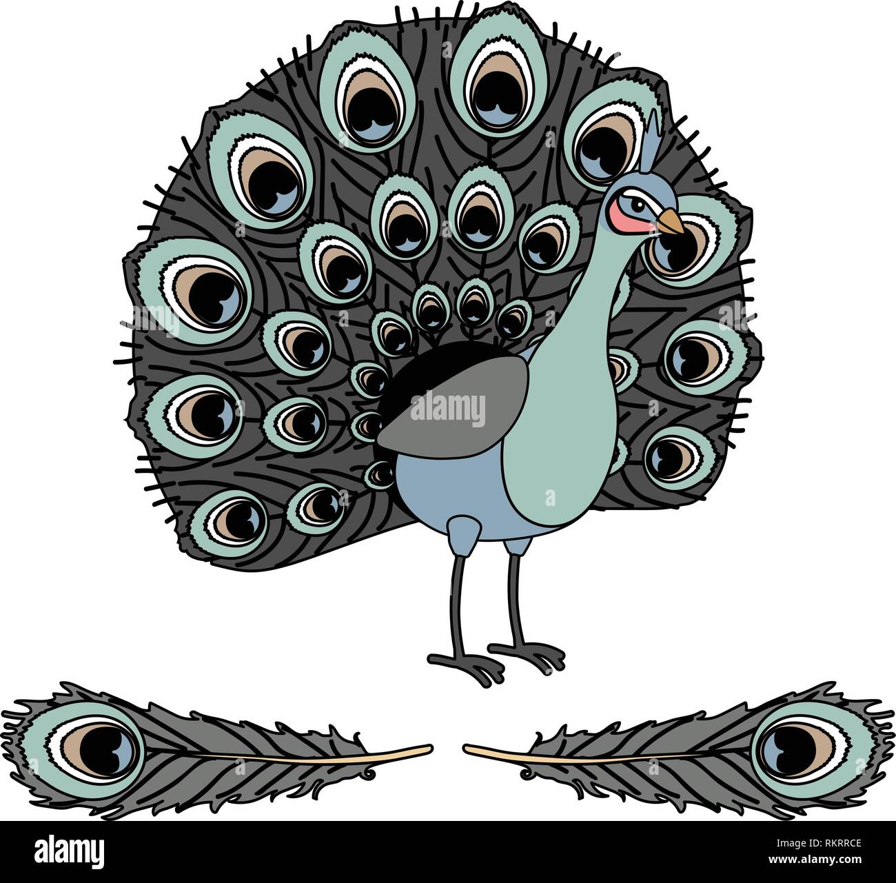 Vektor cartoon Animal clipart lebendige Pfau Vogel Stock-Vektorgrafik ...