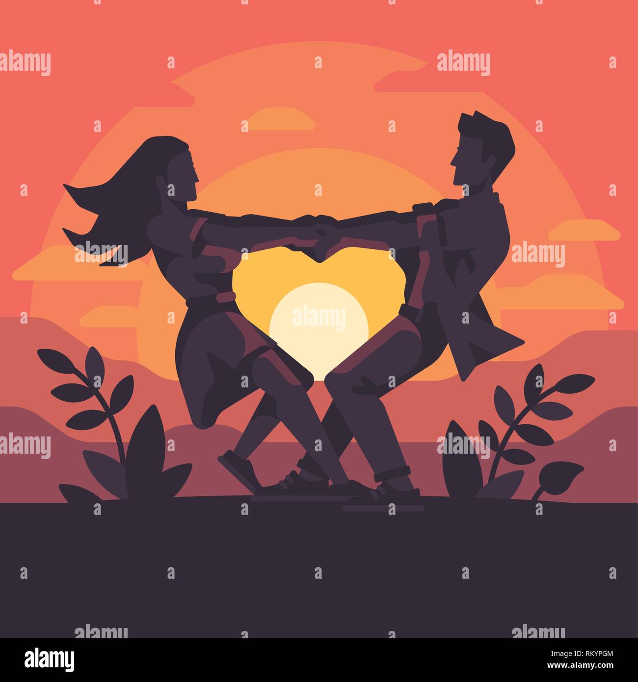 Tanzpaar sonnenuntergang Stock-Vektorgrafiken kaufen - Alamy