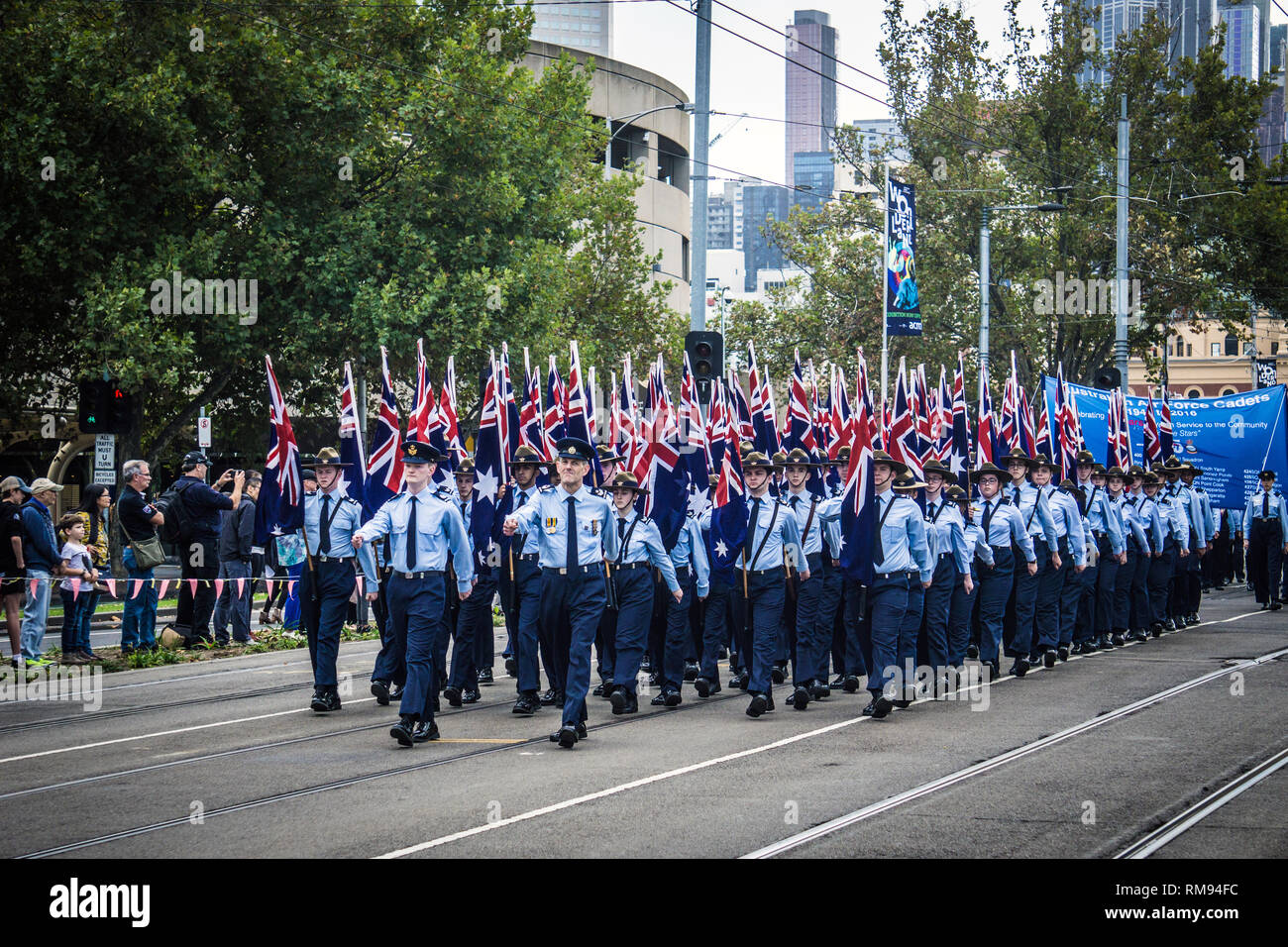 ANZAC Day Parade 2018 in St Kilda Road, Melbourne, Victoria, Australien ...