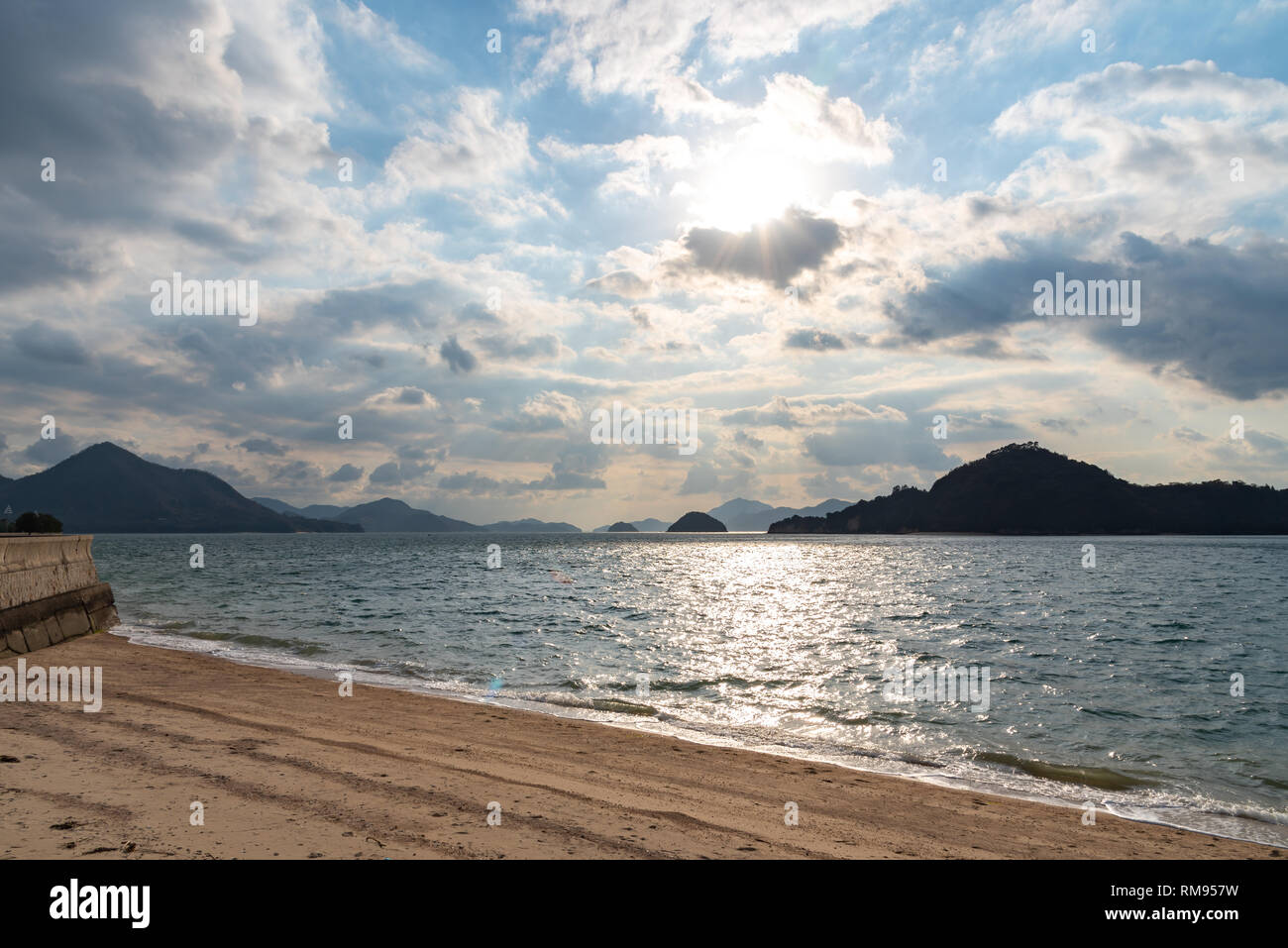 Der Strand von Okunoshima (Rabbit Island) im Seto Inland Sea. Präfektur ...