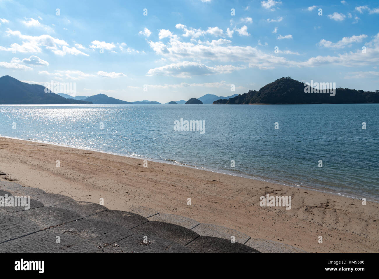 Der Strand von Okunoshima (Rabbit Island) im Seto Inland Sea. Präfektur ...