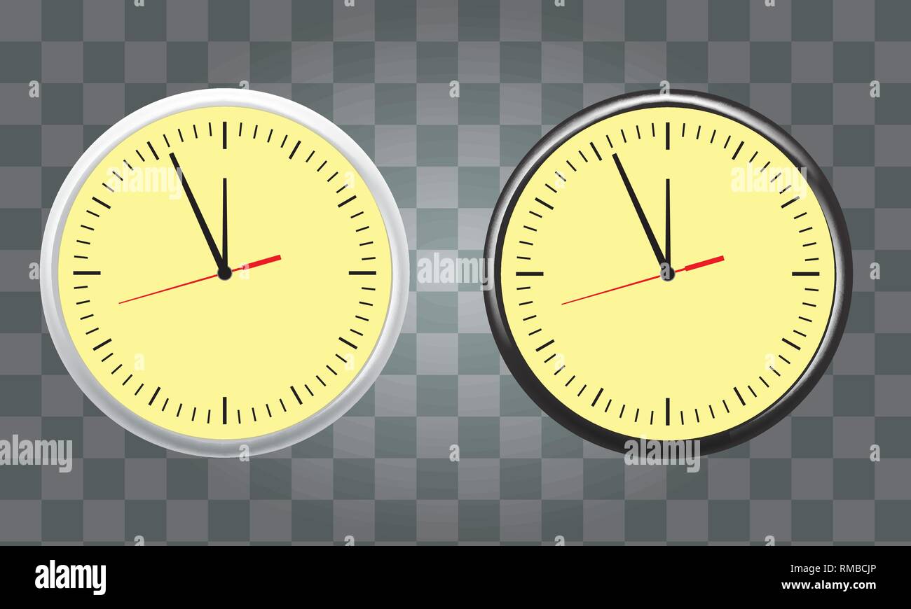 Weiße und schwarze Wand office clock Icon Set mit fünf Minuten vor ...