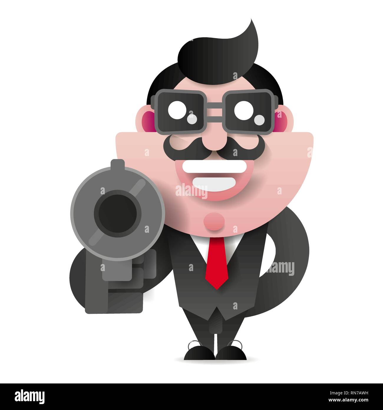 Mafioso mit Gewehr. Retro Mafia Man. Pop Art Mafia Boss. Vector ...