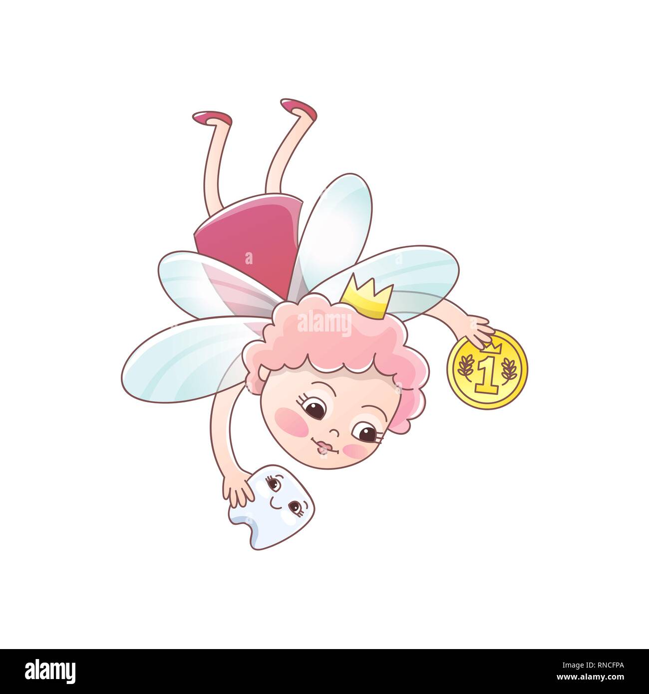 Zahnfee mit einem Baby Milch Zahn und ein Zauberstab. Tooth fairy Girl ...