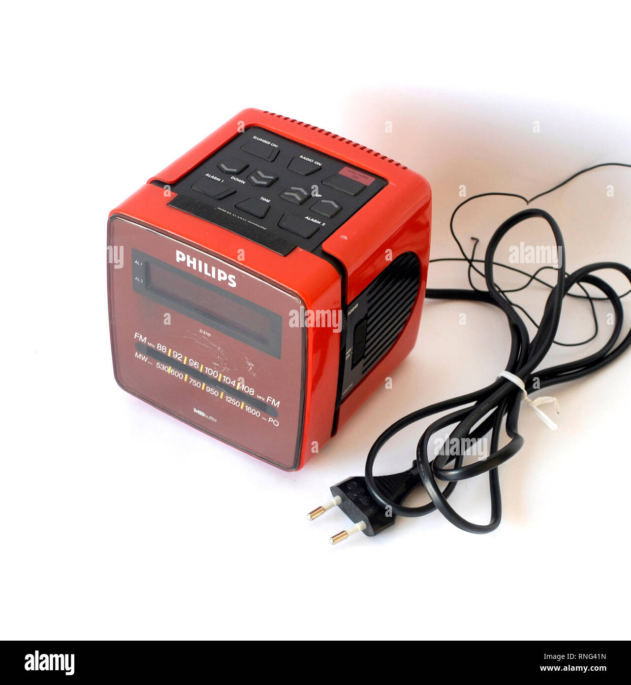 Vintage-rotes Transistor-Radio aus Kunststoff. Philips Marke, 70er ...
