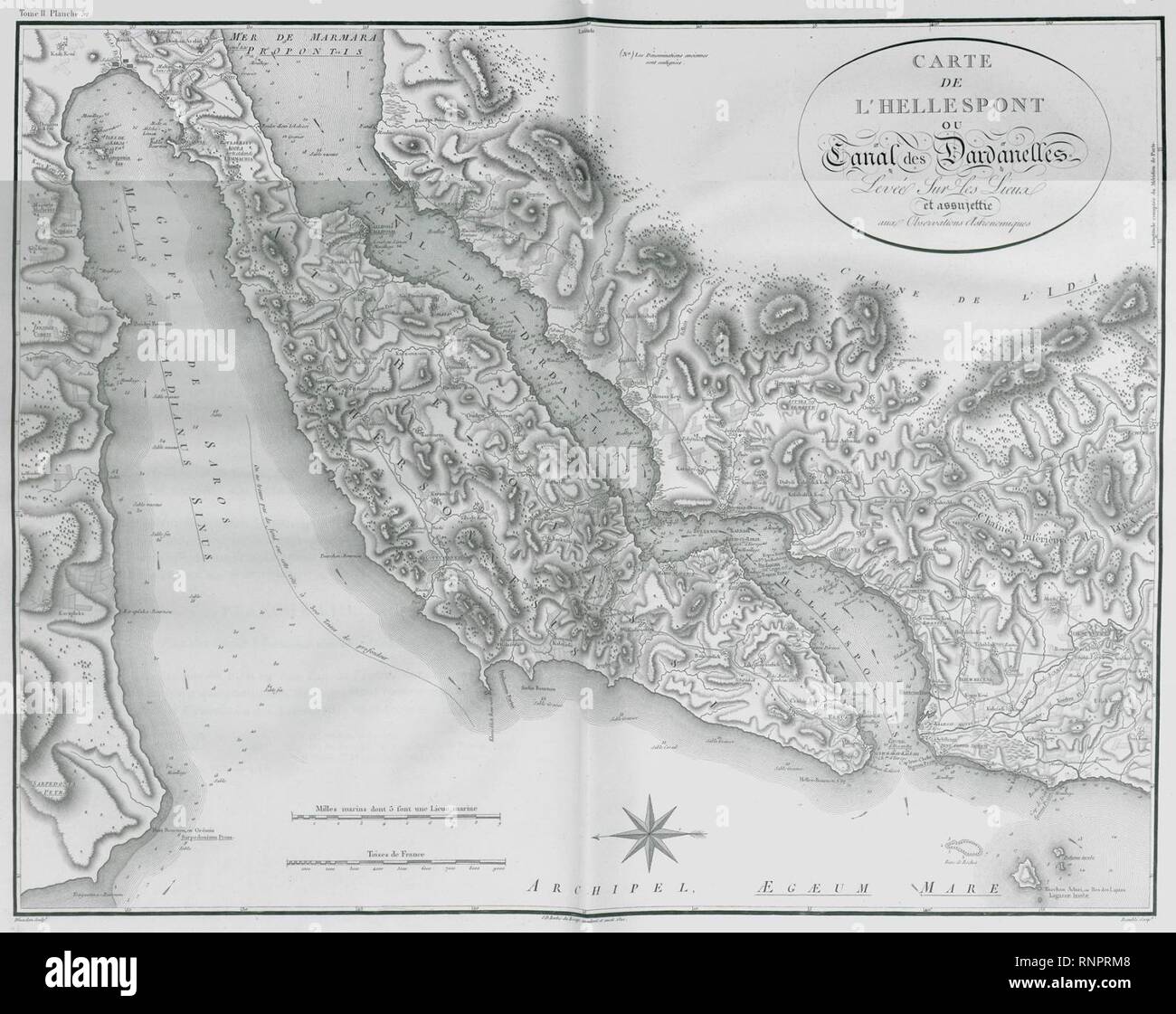 Carte de l'Hellespont ou Canal des Dardanellen - Choiseul - gouffier ...