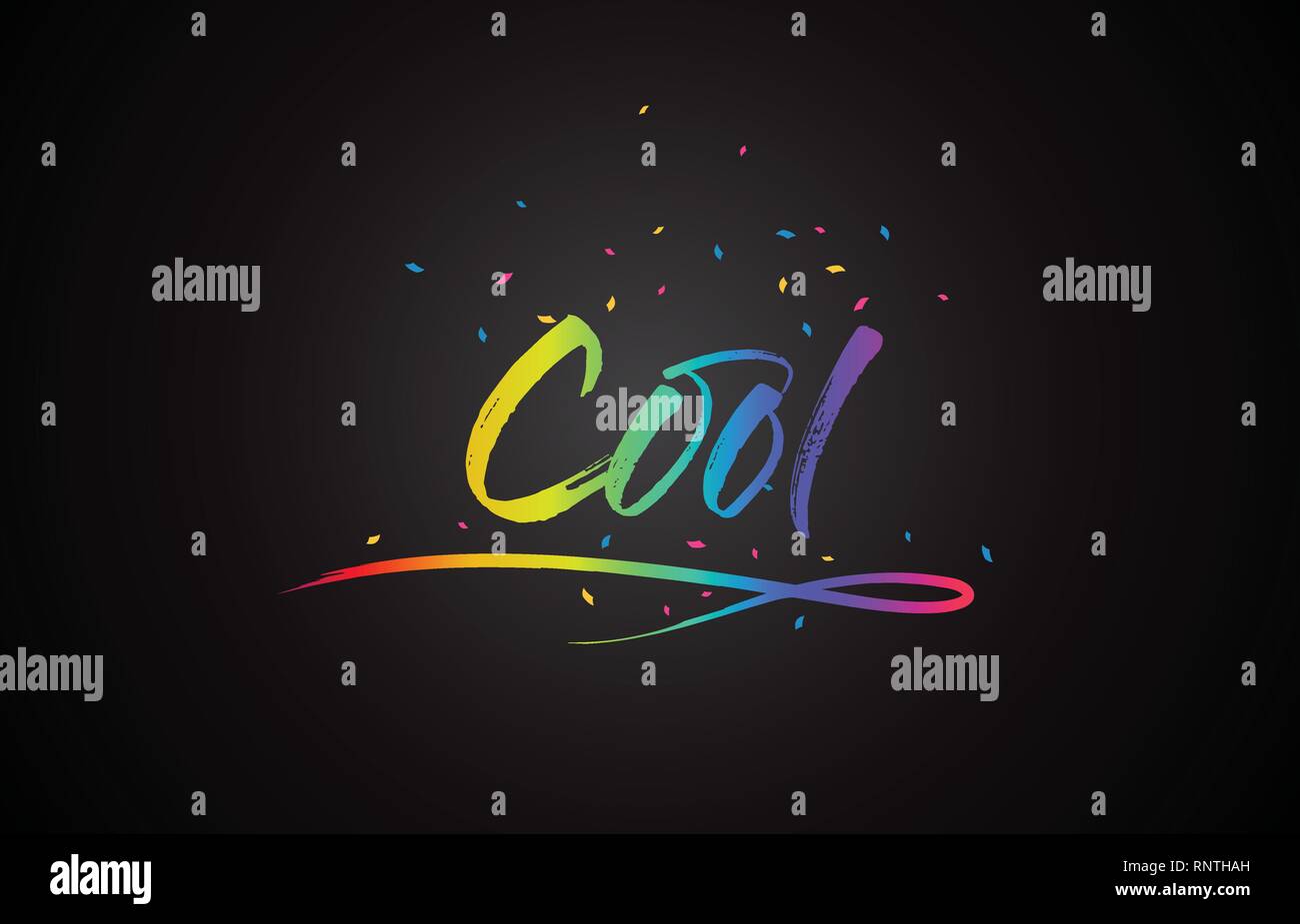 Cooles Wort Text mit handschriftlichen Rainbow lebendige Farben und ... Cooles Wort Text mit handschriftlichen Rainbow lebendige Farben und ...