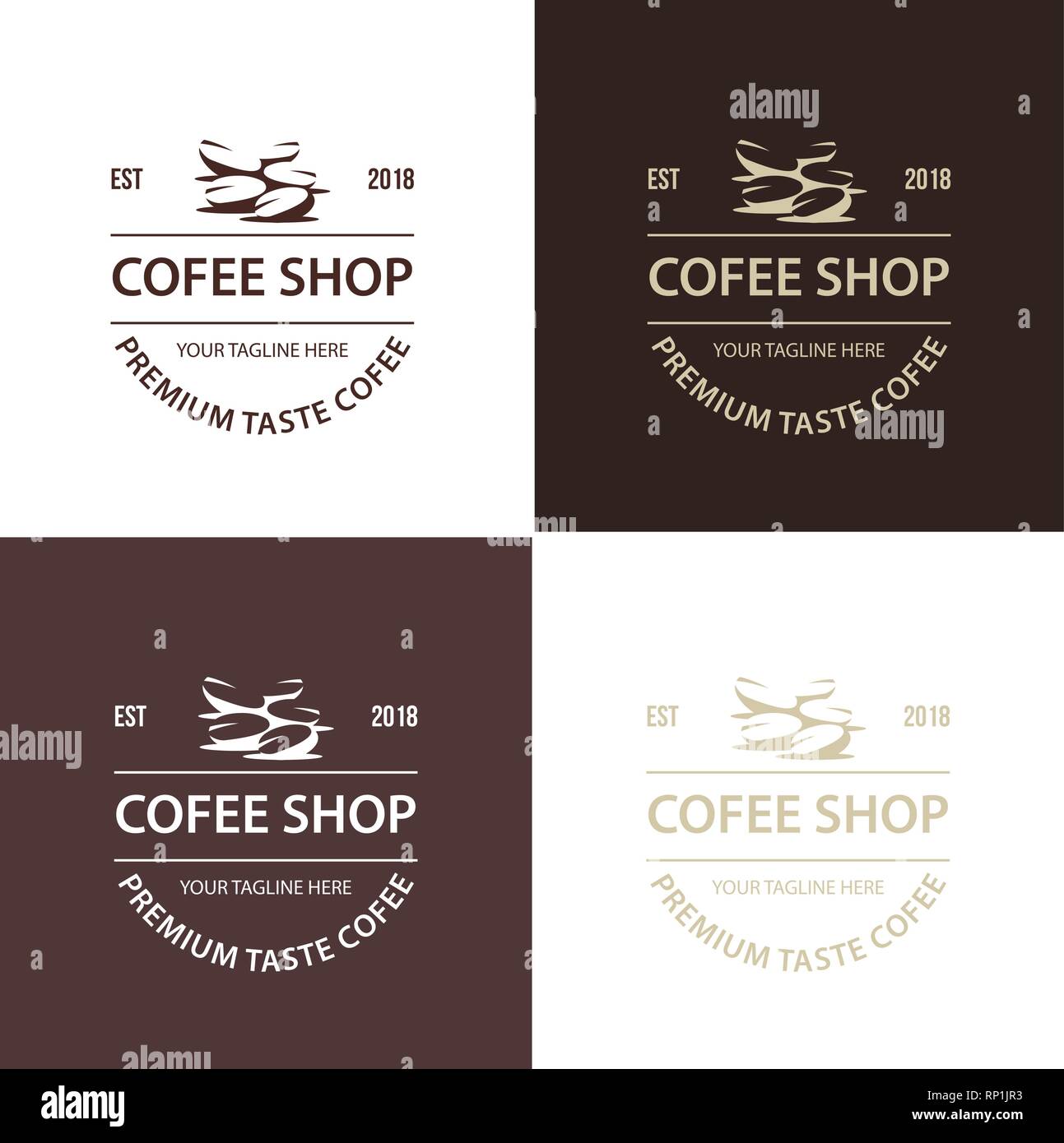 Vintage Coffee shop Logo Vector Illustration. Espresso Kaffee Symbol ...