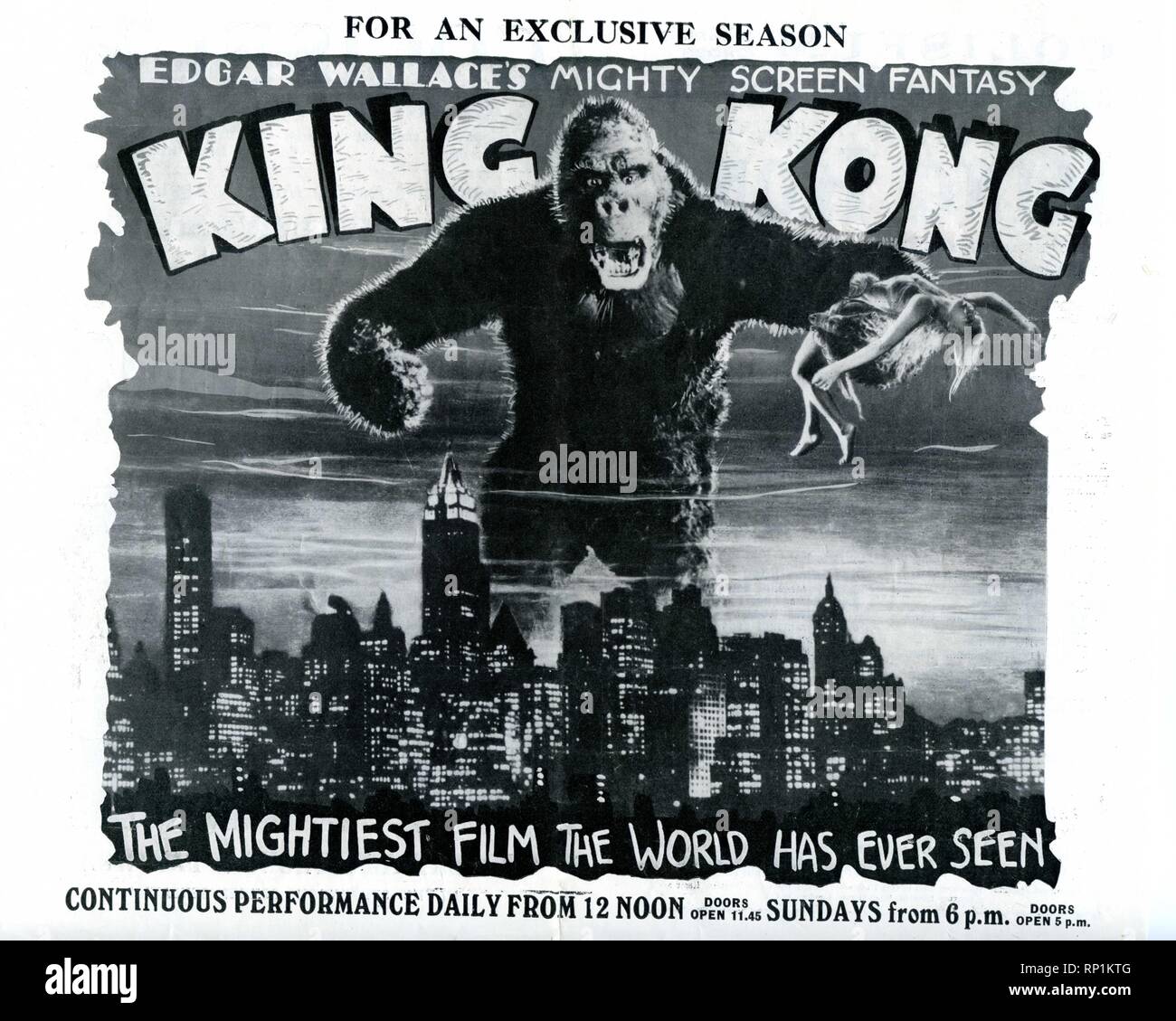 King Kong 1933 original version Fay Wray Edgar Wallace Merian C.Cooper ...