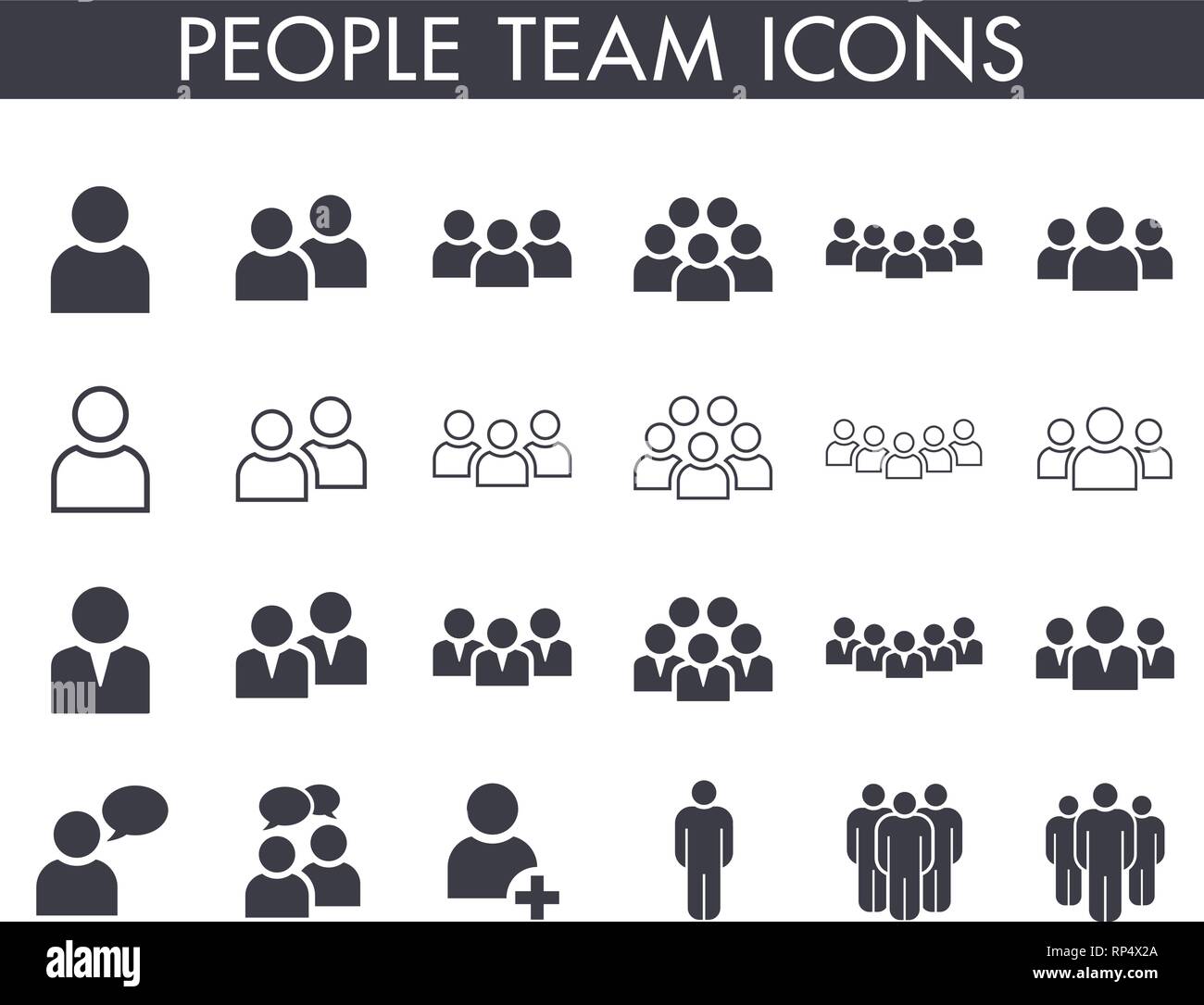 Sammlung von 24 verschiedenen Person und team Symbole Stock ...