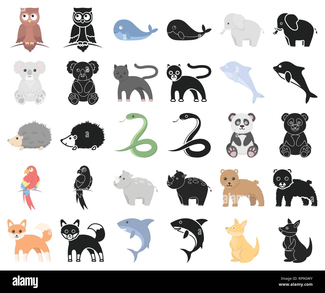 Tier, Bär, tier, vogel, Rasse, Cartoon, schwarz, Sammlung, Cougar ...