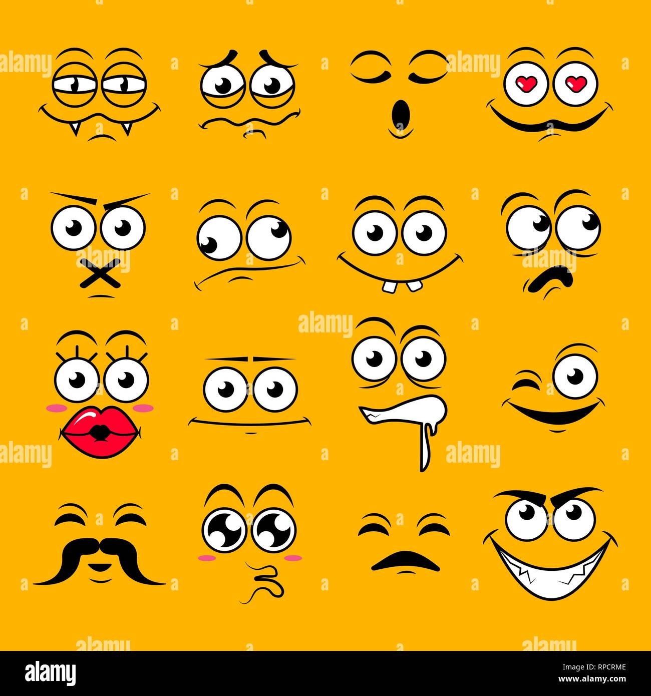 Gelbes gesicht mit emotionen smiley Stock-Vektorgrafiken kaufen - Alamy