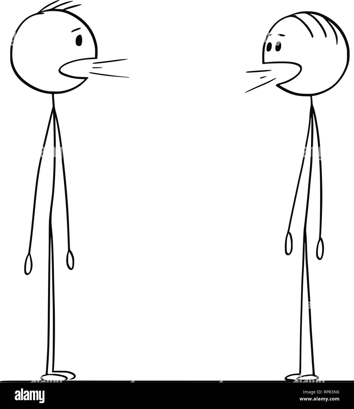 Cartoon von zwei Männern, Gespräch, beide sprechen in der gleichen Zeit ...