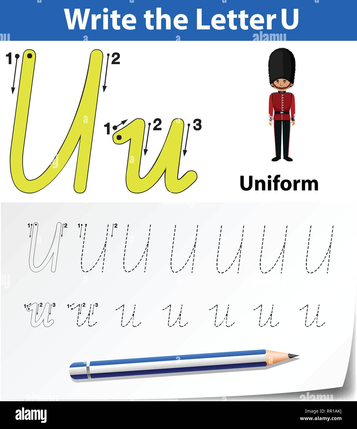 Arbeitsblatt zum buchstabenverfolgungsalphabet Stock-Vektorgrafiken ...