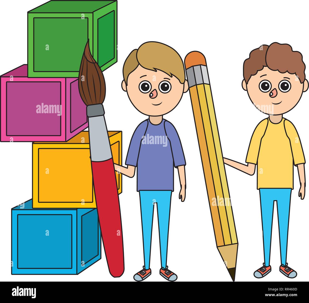 Schulkinder cartoon Stock-Vektorgrafiken kaufen - Alamy
