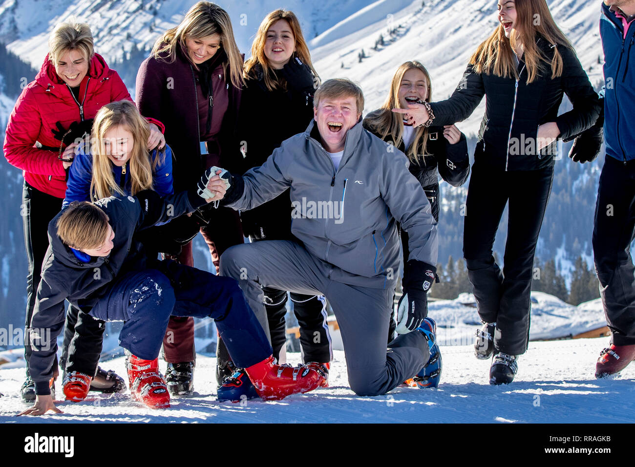 Lech, Österreich. 25 Feb, 2019. König Willem-Alexander, Königin Maxima ...