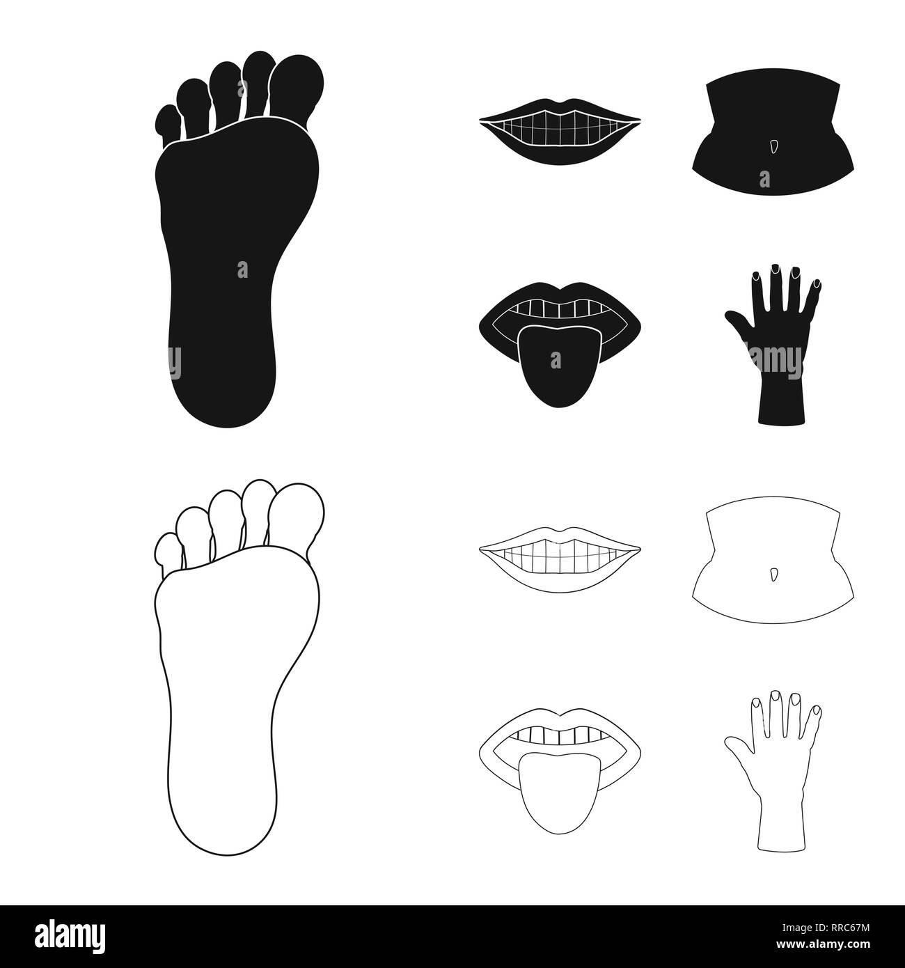 Isoliertes Objekt von Körper und Symbol. Sammlung von Körper und ...