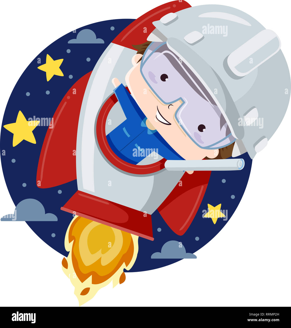 Abbildung: ein Kind Junge Tragen eines weißen harten Hut und Suchen Aus ...