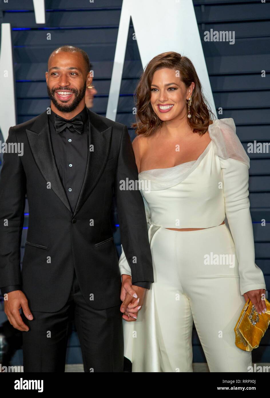 Justin Ervin und Ashley Graham an der Vanity Fair Oscar Party im Wallis ...