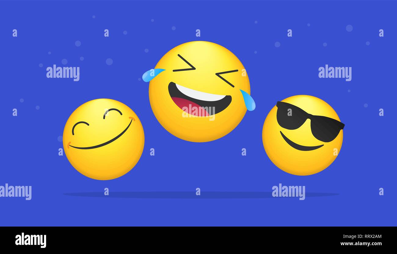 Drei lachen Emoticons helle Vektor Konzept Abbildung von lächelnden ...