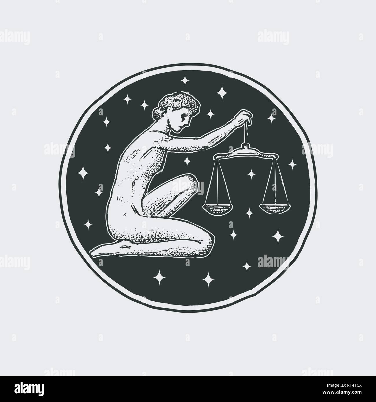 Waage Sternzeichen Symbol. Astrologie Horoskop mit Vorzeichen. Vorlage ...