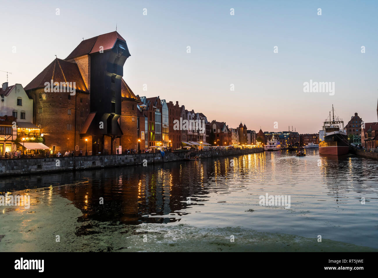 Polen, Danzig, Hanse Häuser und Kran Haus auf der Mottlau in der ...