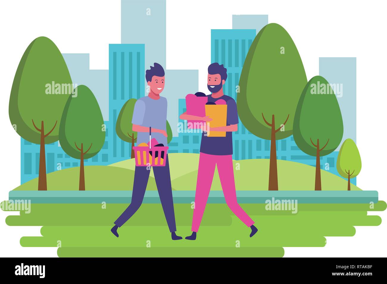 Cartoon Stadtpark Mit Menschen Stockfotos und -bilder Kaufen - Alamy