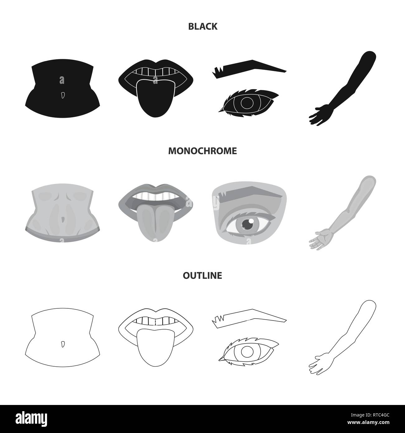 Vector Illustration von Körper und Symbol. Satz von Körper und Anatomie ...