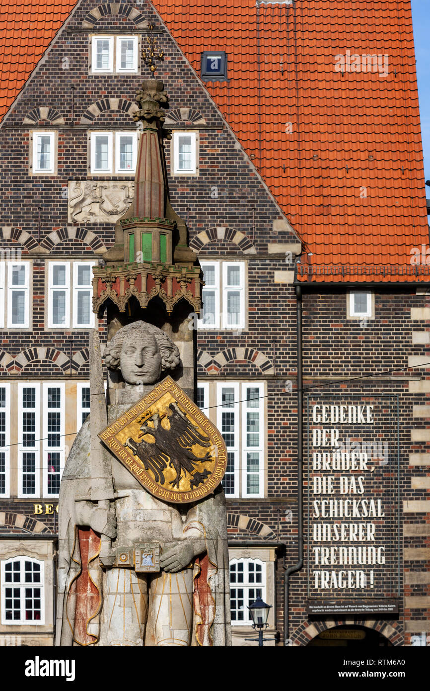 Bremer Roland oder Bremer Roland, Statue in Bremen, Deutschland, Europa ...