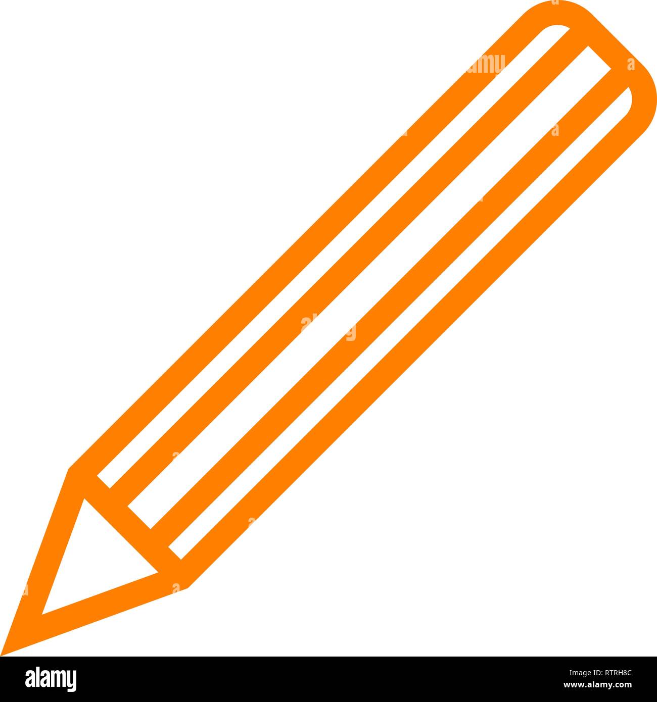 Bleistift Symbol - orange einfache Umrisse, isoliert - Vector ...