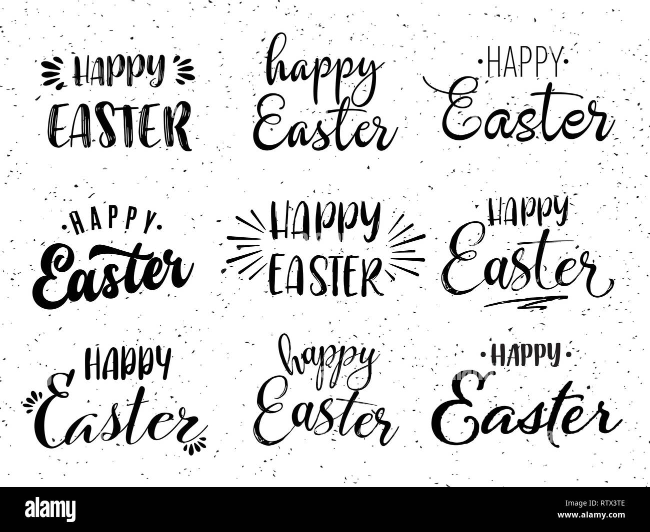 Frohe Ostern Hand gezeichnet Kalligraphie Design. Grußkarte mit ...